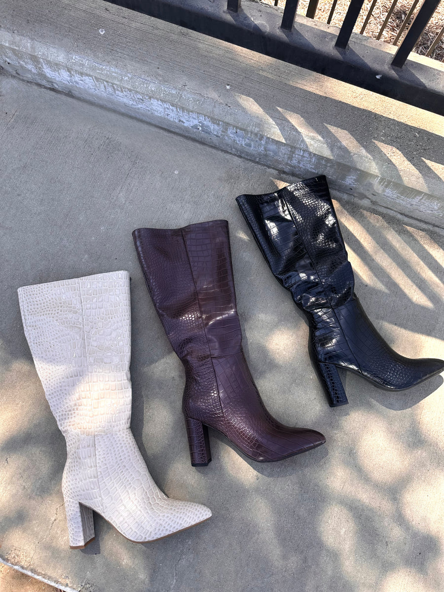 Martha Boot - Beige/Croc – ShopShoeHaul